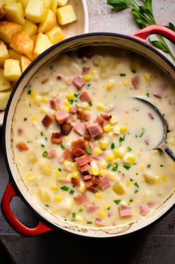 Easy Ham and Corn Chowder - That Oven Feelin