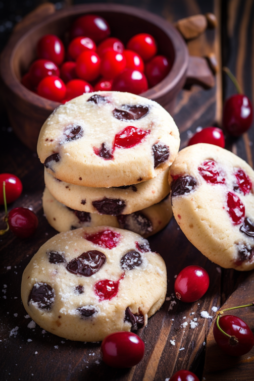 Christmas Maraschino Cherry Shortbread Cookies - That Oven Feelin