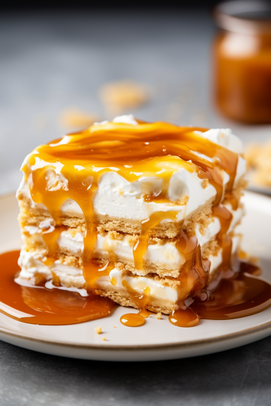 Ritz Cracker Salted Caramel Icebox Cake That Oven Feelin