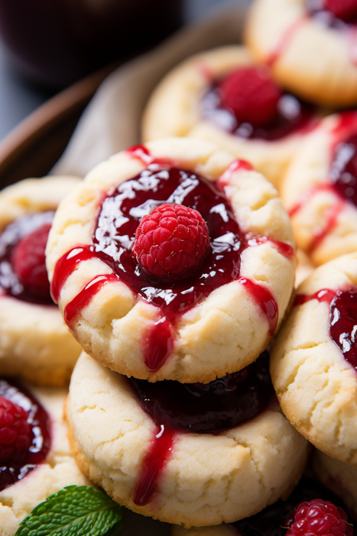 Raspberry Cheesecake Thumbprint Cookies - That Oven Feelin