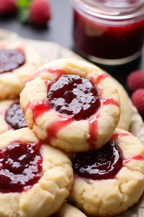 Raspberry Cheesecake Thumbprint Cookies - That Oven Feelin
