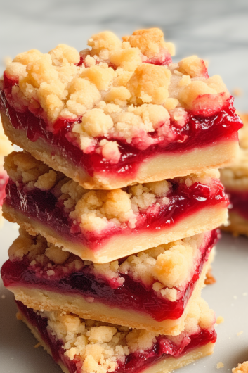 Five Ingredient Raspberry Shortbread Bars - That Oven Feelin