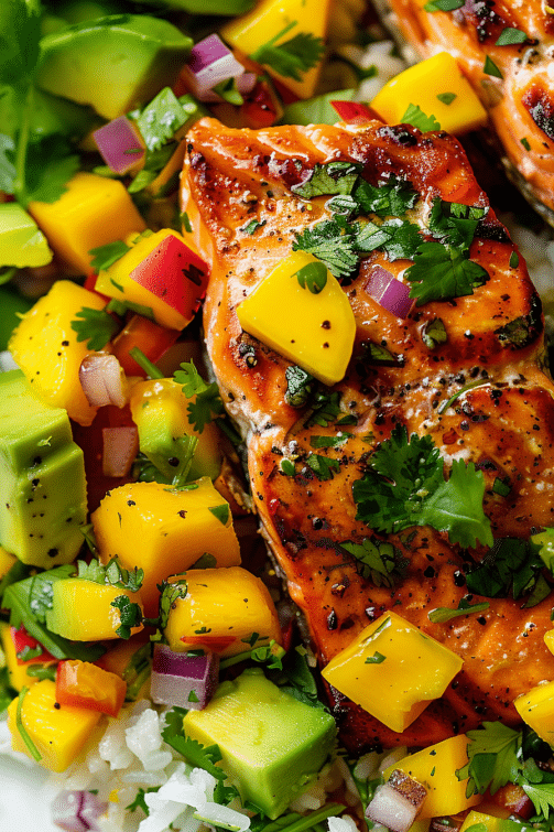 Salmon with Mango Salsa - That Oven Feelin