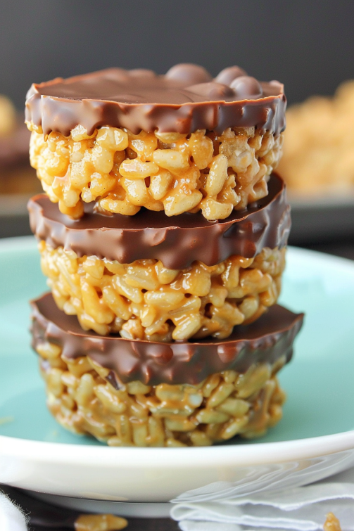 Chocolate Peanut Butter Rice Krispy Cups - That Oven Feelin