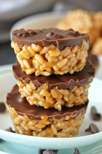 Chocolate Peanut Butter Rice Krispy Cups - That Oven Feelin