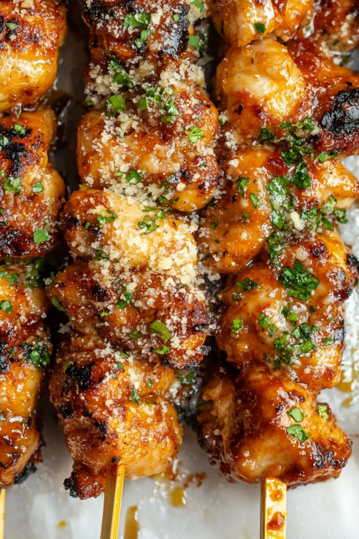 Garlic Parmesan Chicken Skewers - That Oven Feelin