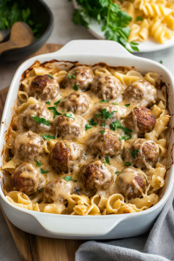 Swedish Meatball Pasta Bake - That Oven Feelin