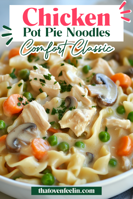 Creamy Chicken Pot Pie Noodles - That Oven Feelin