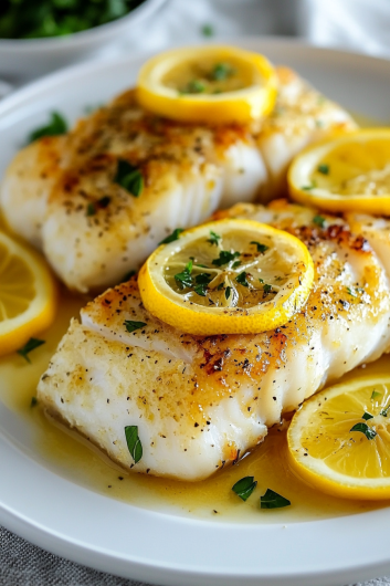 Lemon Butter Baked Cod - That Oven Feelin