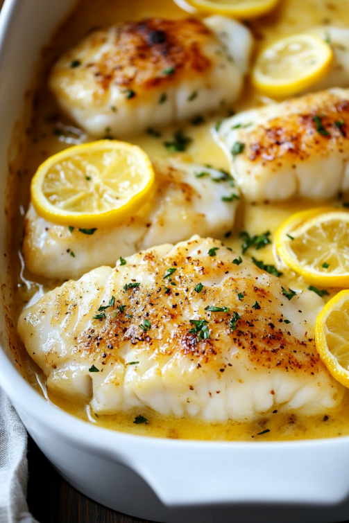 Lemon Butter Baked Cod - That Oven Feelin