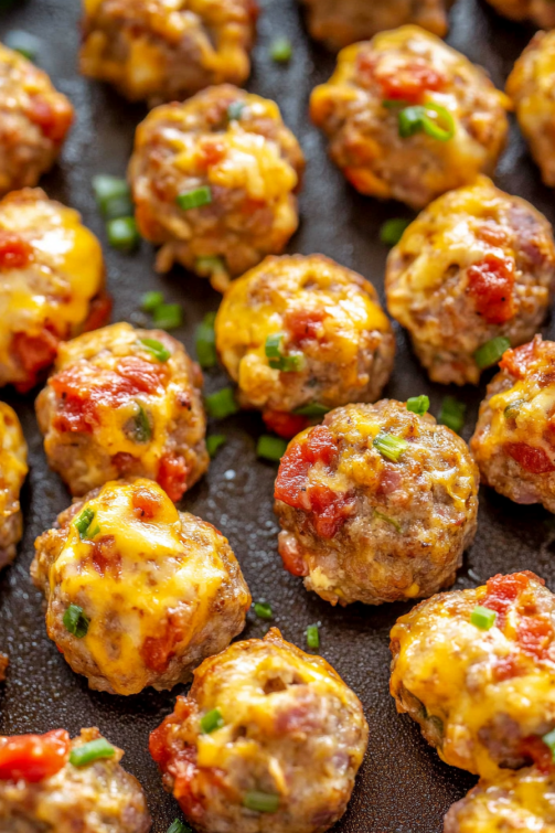 Rotel Cream Cheese Sausage Balls - That Oven Feelin