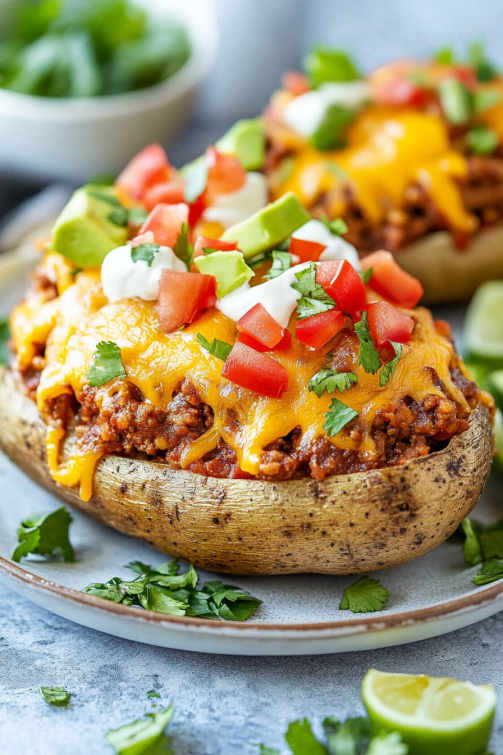 Taco Stuffed Baked Potatoes - That Oven Feelin