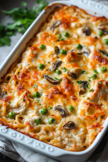 Chicken Tetrazzini Pasta Bake - That Oven Feelin