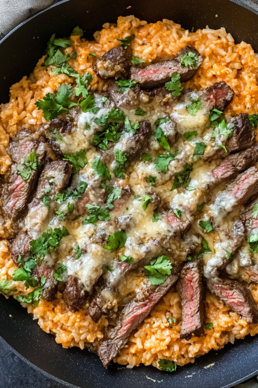 Steak & Queso Rice - That Oven Feelin