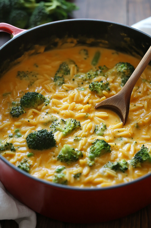 One Pot Broccoli Cheese Orzo - That Oven Feelin