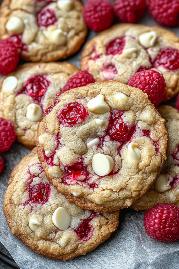 Raspberry and White Chocolate chips Cookie - That Oven Feelin