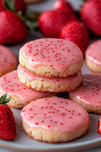 Strawberry Shortbread Cookies - That Oven Feelin