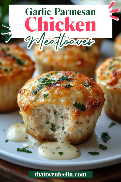 Garlic Parmesan Chicken Meatloaves - That Oven Feelin