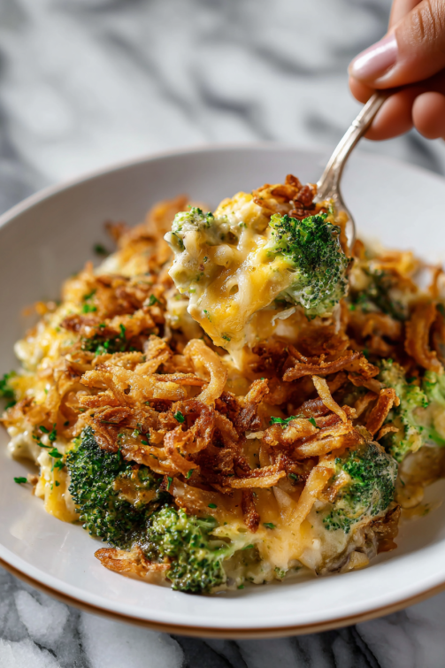 French Onion Broccoli Cheese Casserole - That Oven Feelin